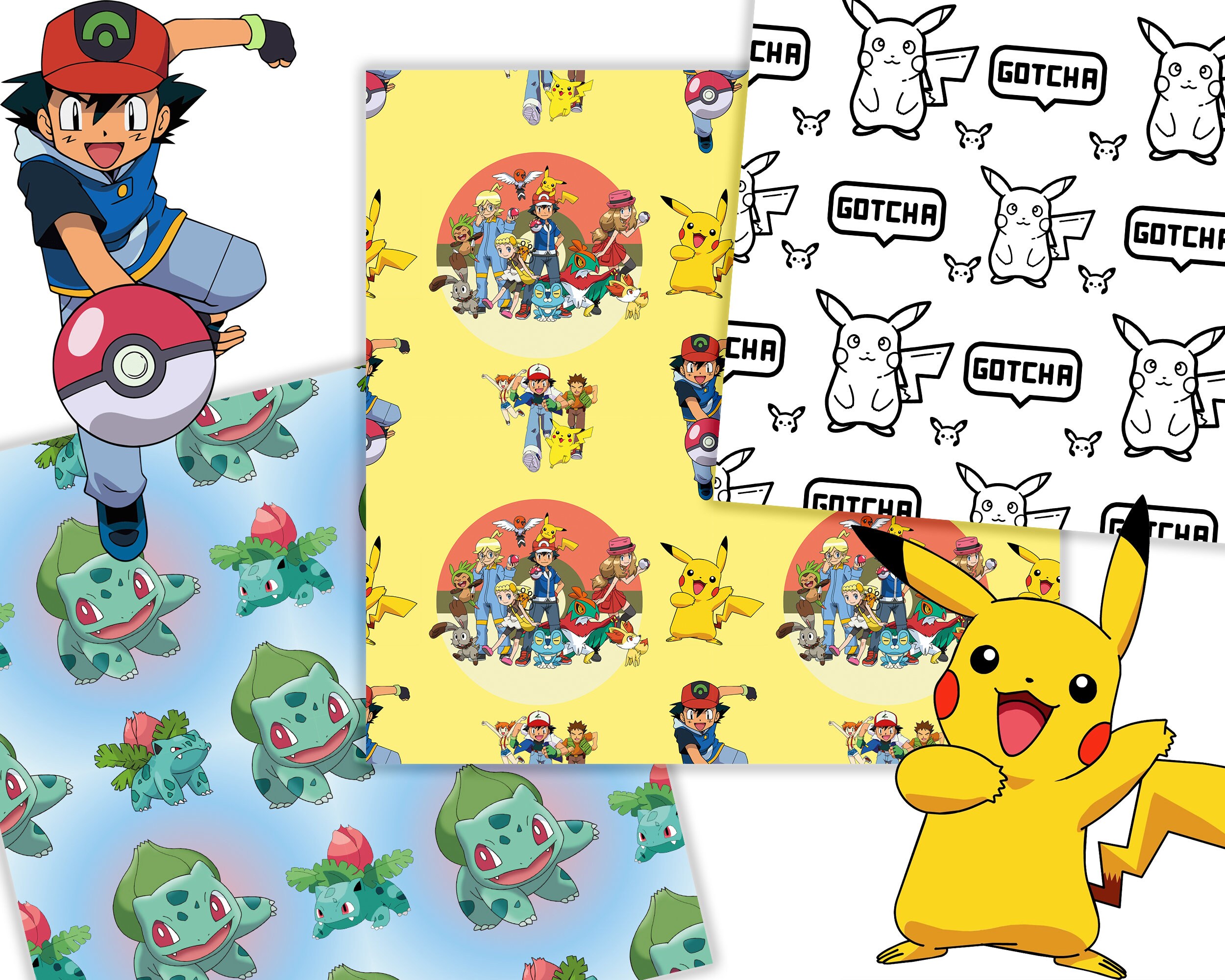 14 Pokemon Digital Paper, Maximum Quality 300 Dpi, Instant Download ...