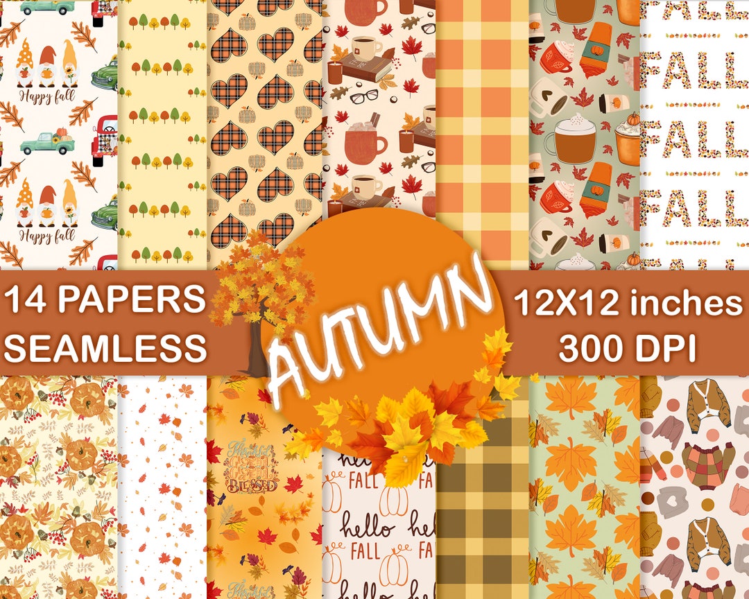 Autumn Digital Paper, Fall Backgrounds, Thanksgiving Paper, Printable ...