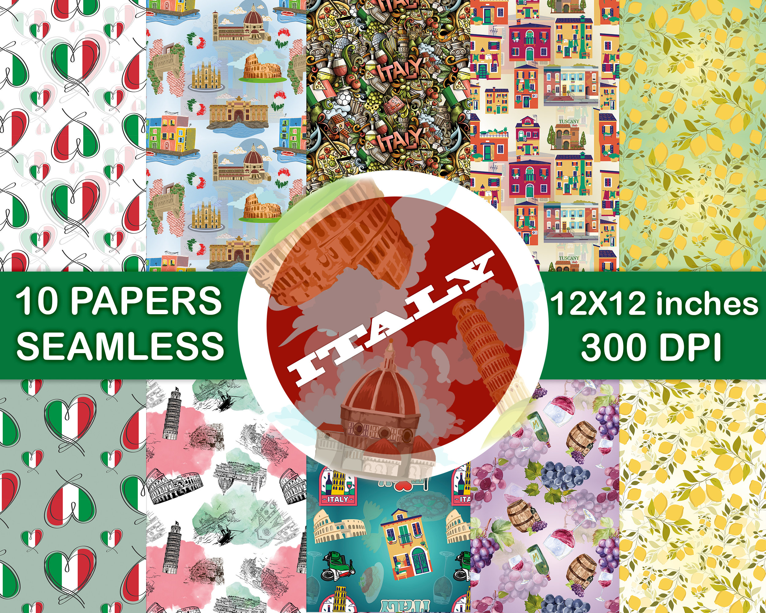 Italy Digital Paper Scrapbooking Paper Italy Digital Journal - Etsy