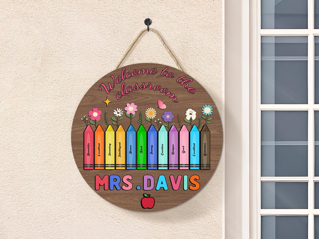 Custom Teacher Door Sign With Name, Personalized Classroom Decor ...