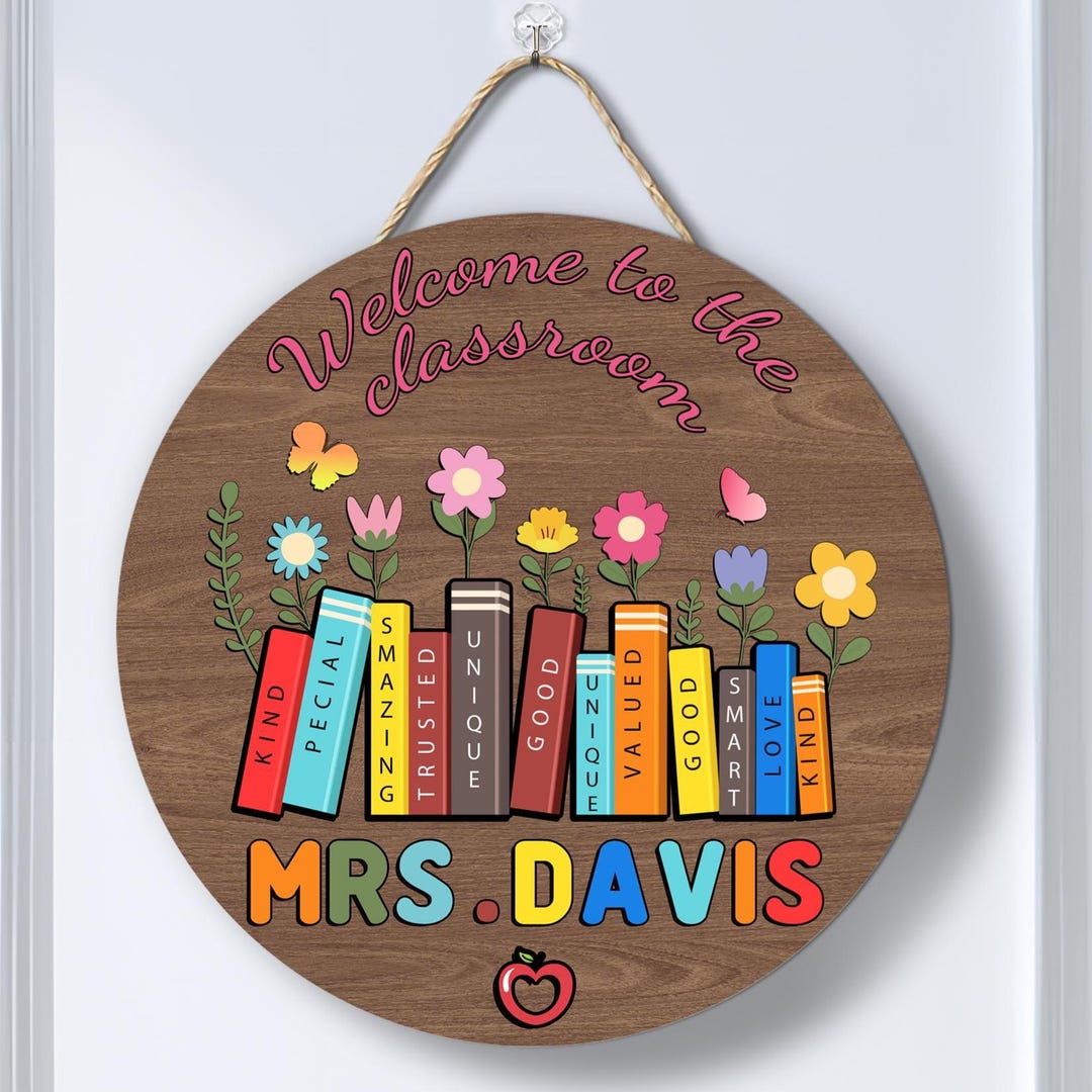 Personalized Teacher Door Sign With Name,custom Classroom Door Hanger ...