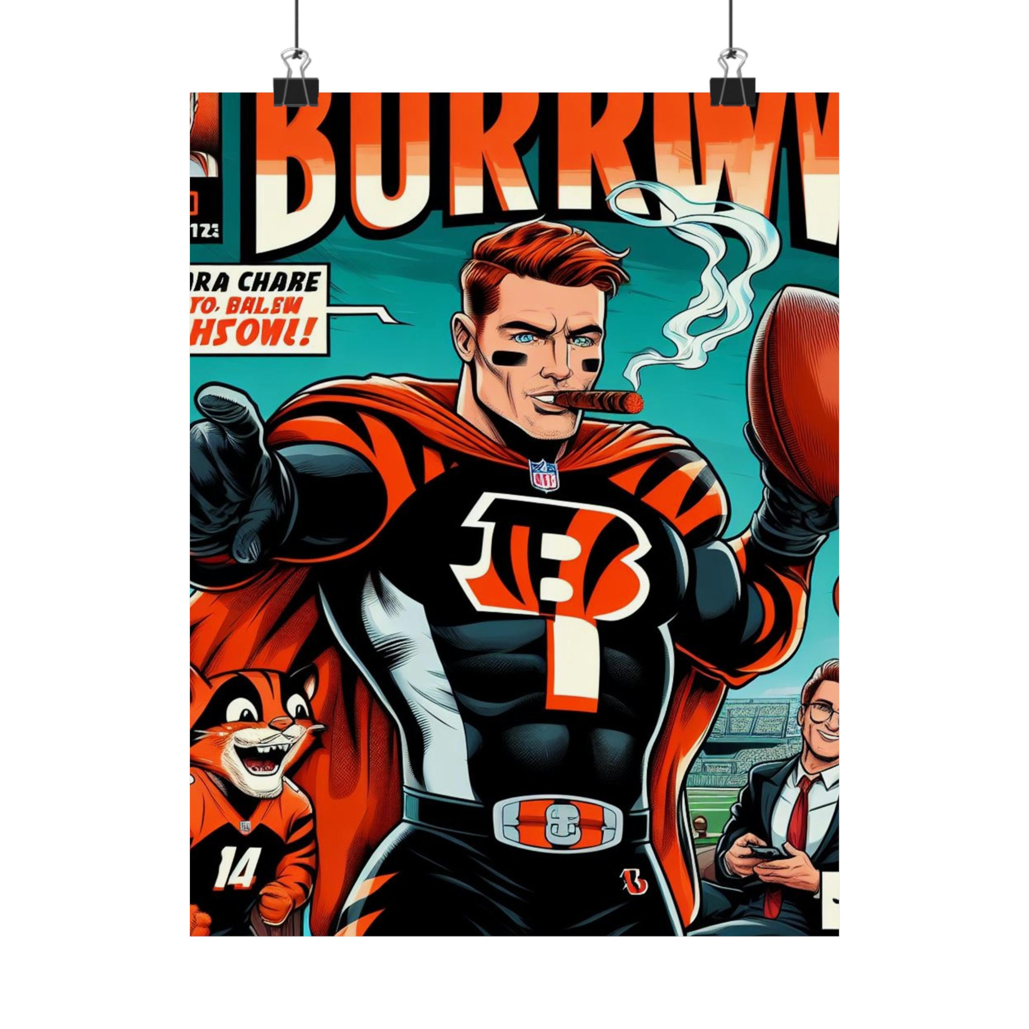 Bengals Joe Burrow Comic Pop Art NFL Burrr High Quality Matte - Etsy