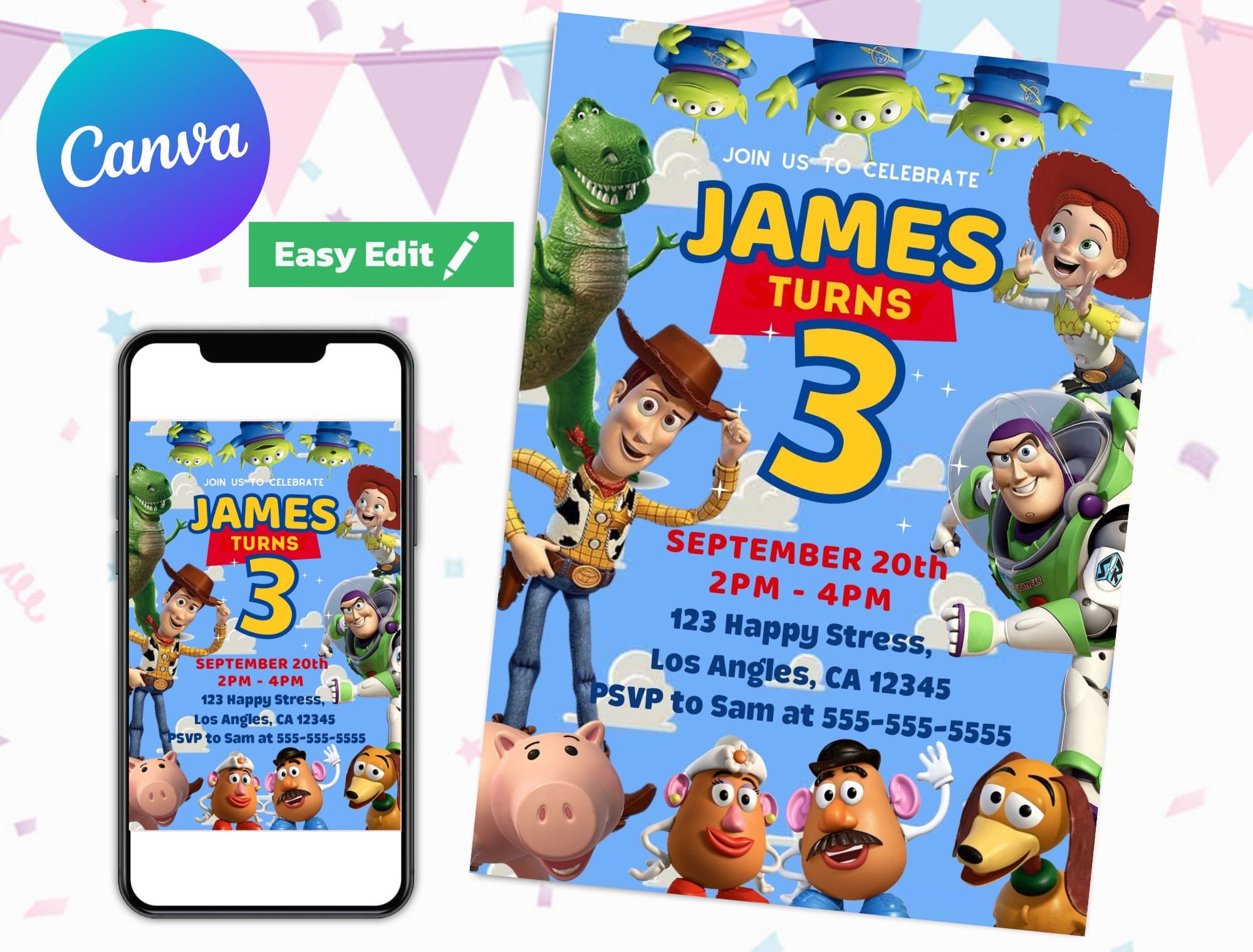 Editable Toy Story Invitation Toy Story Birthday Invitation - Etsy