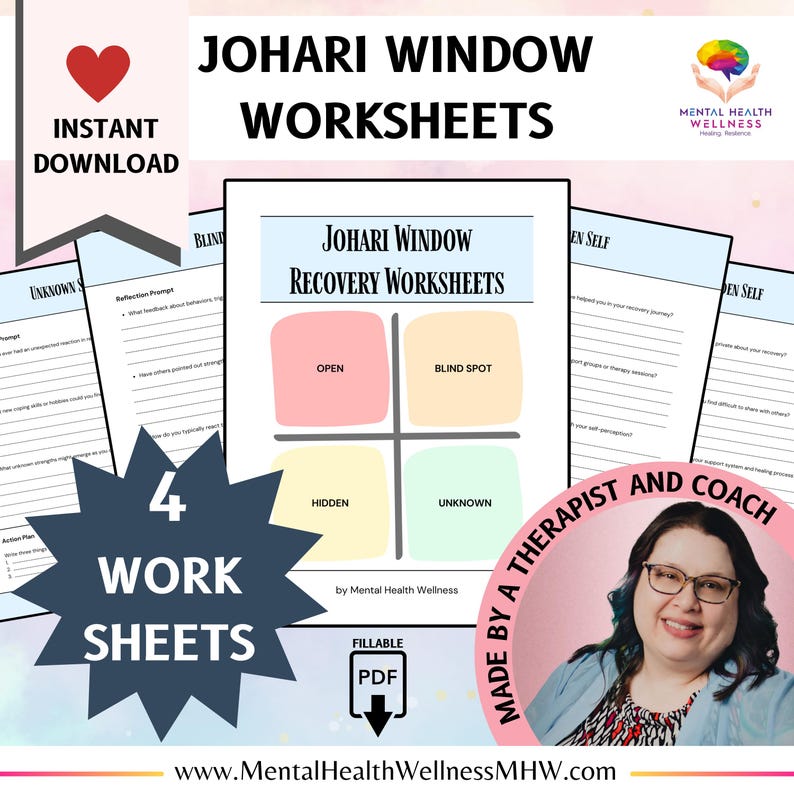 Johari Window 4 Recovery Worksheets, Addiction, Boundaries ...
