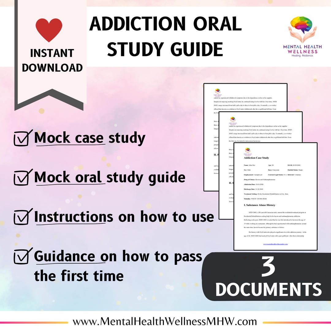 Addiction Oral Exam Study Guide, Case Study, Addiction Oral Exam Prep ...