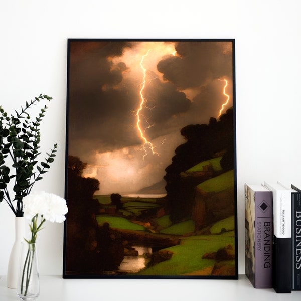 Lightning Oil Painting - Etsy
