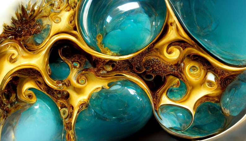 Get All 5 With Purchase! Turquoise and Gold, Abstract, Digital ...