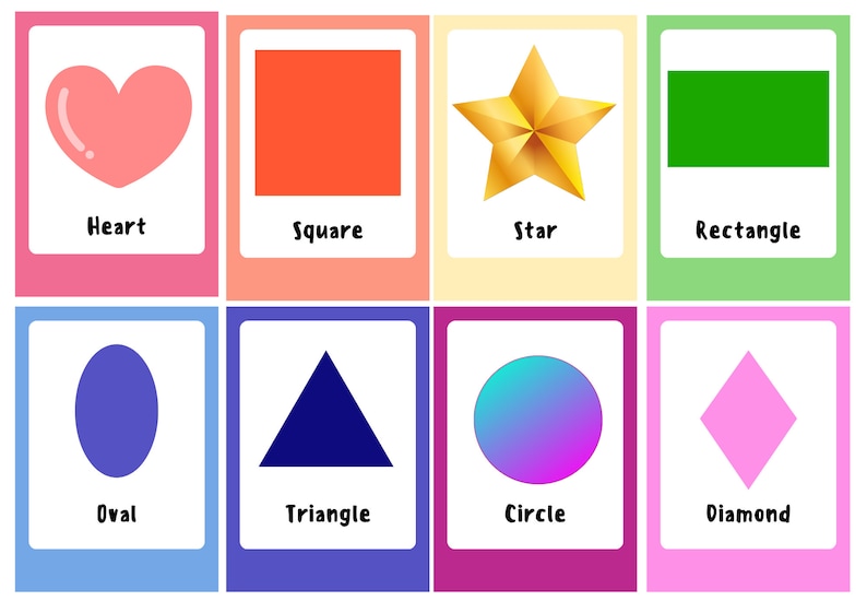 Printable Shape Flash Cards - Etsy