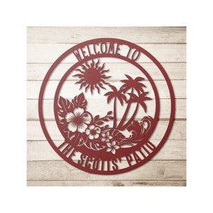 Personalized Tropical Patio Pool Sign Custom Tropical Sign Custom Metal ...
