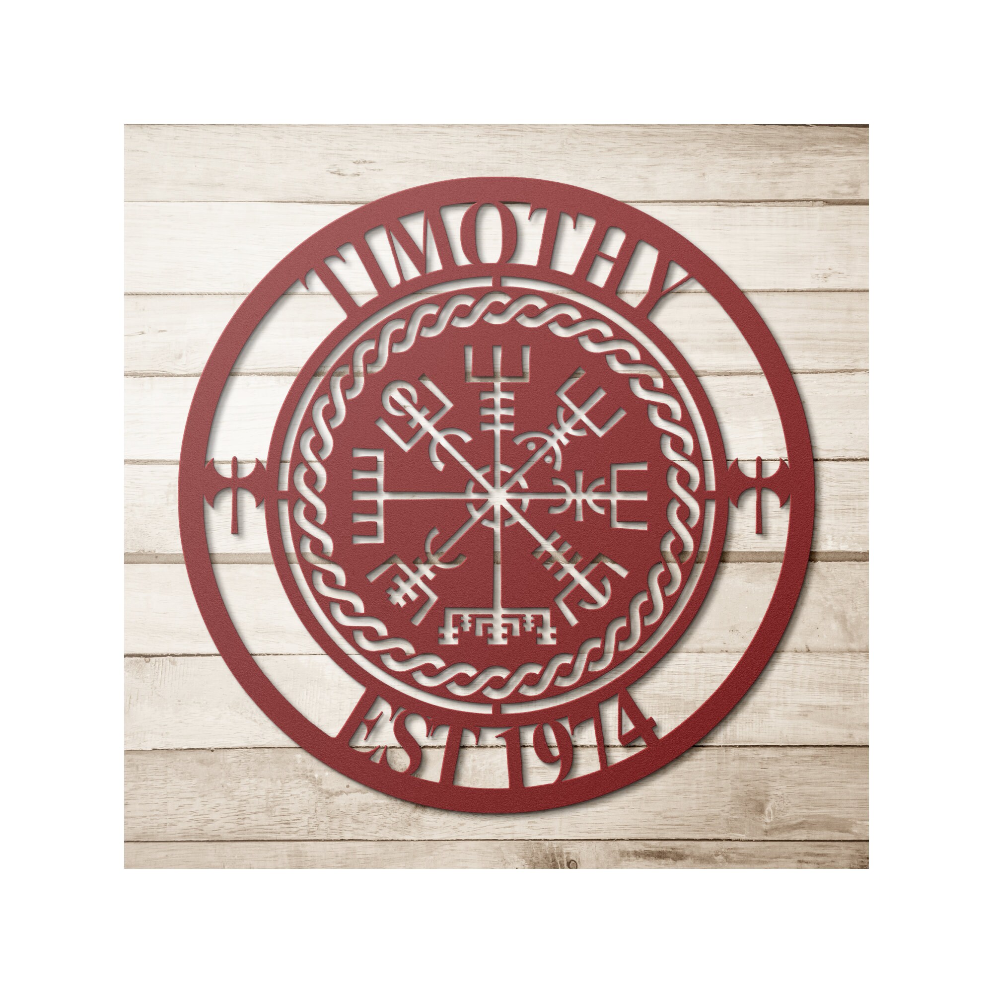Custom Icelandic Vegvisir Wayfinder Metal Sign Vegvisir Wall Art Custom ...
