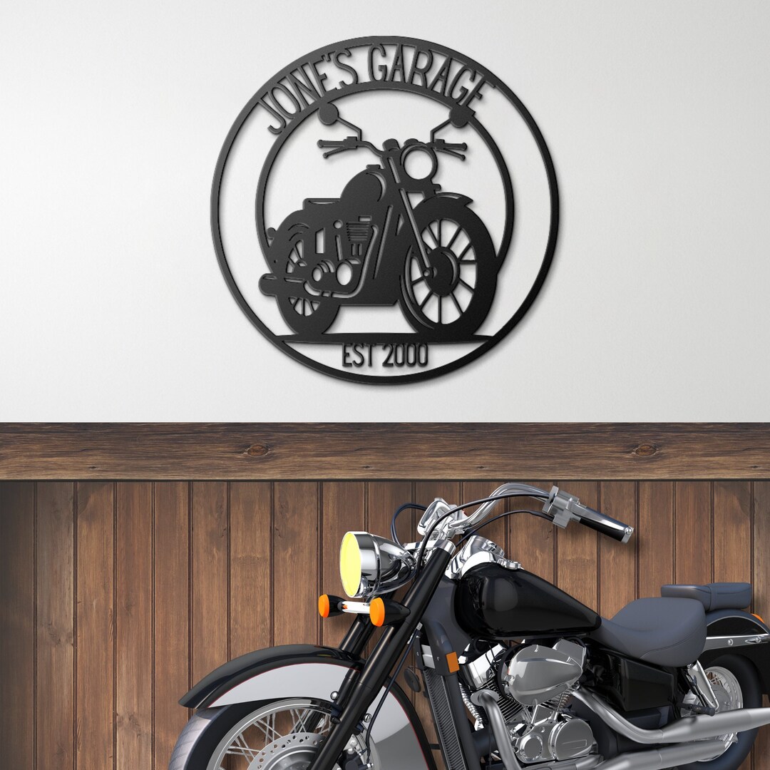 Custom Motorcycle Name Sign Custom Garage Signs Metal Wall Art Father ...