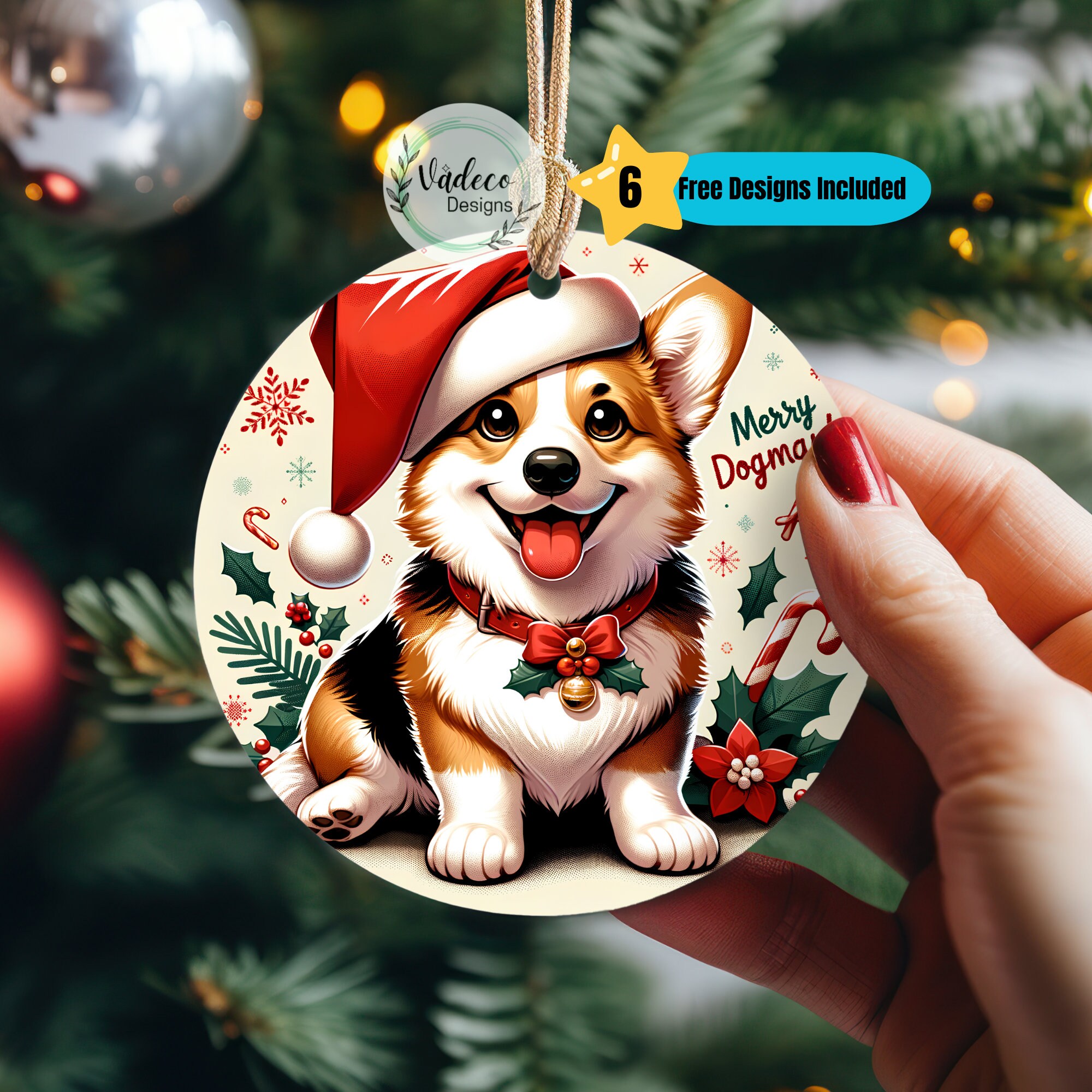 Corgi Dog Christmas Ornament PNG Merry Dogmas Sublimation Designs Corgi ...