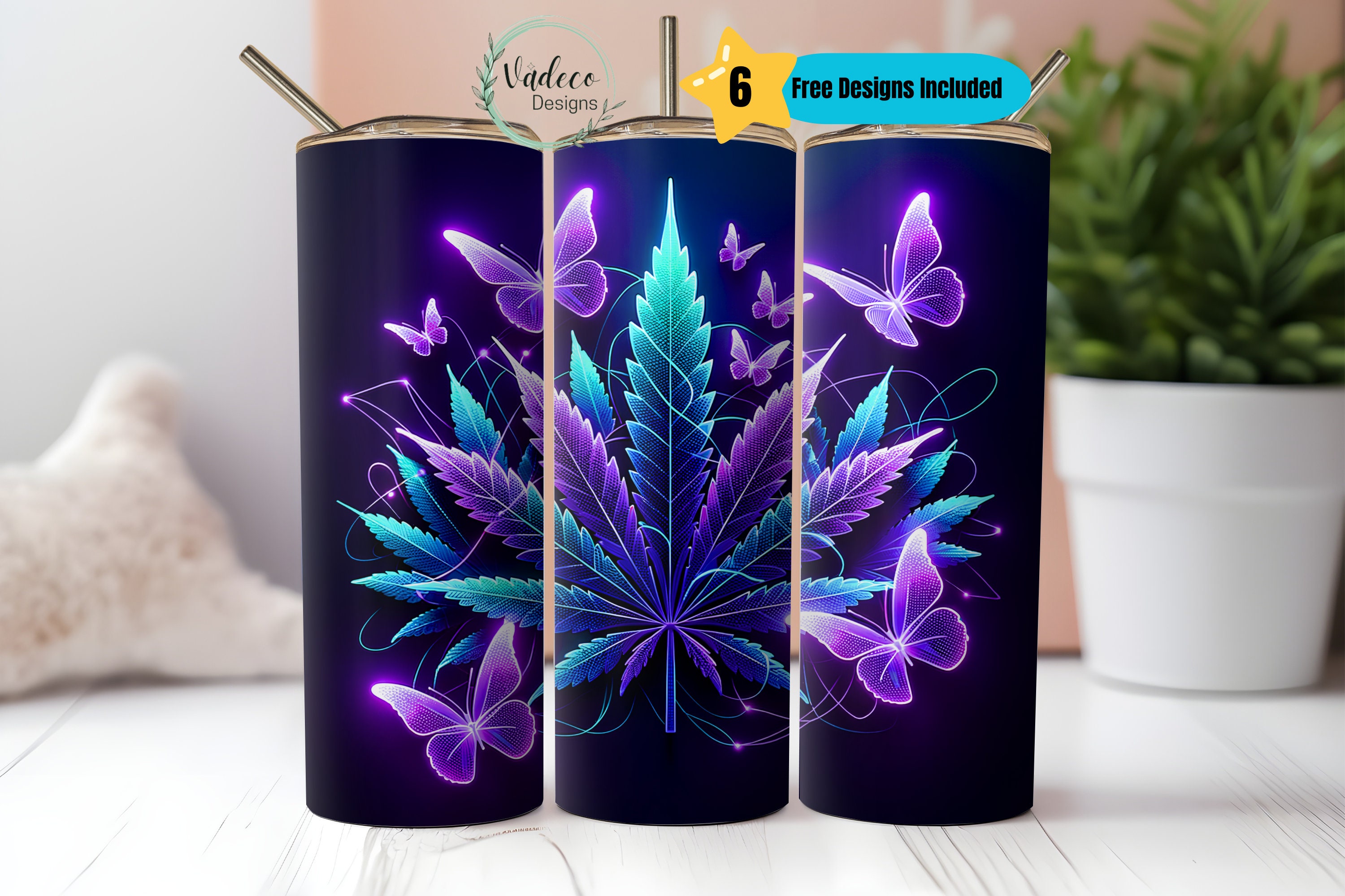 Cannabis Weed Marijuana Neon Tumbler PNG 20oz Skinny Tumbler Design ...