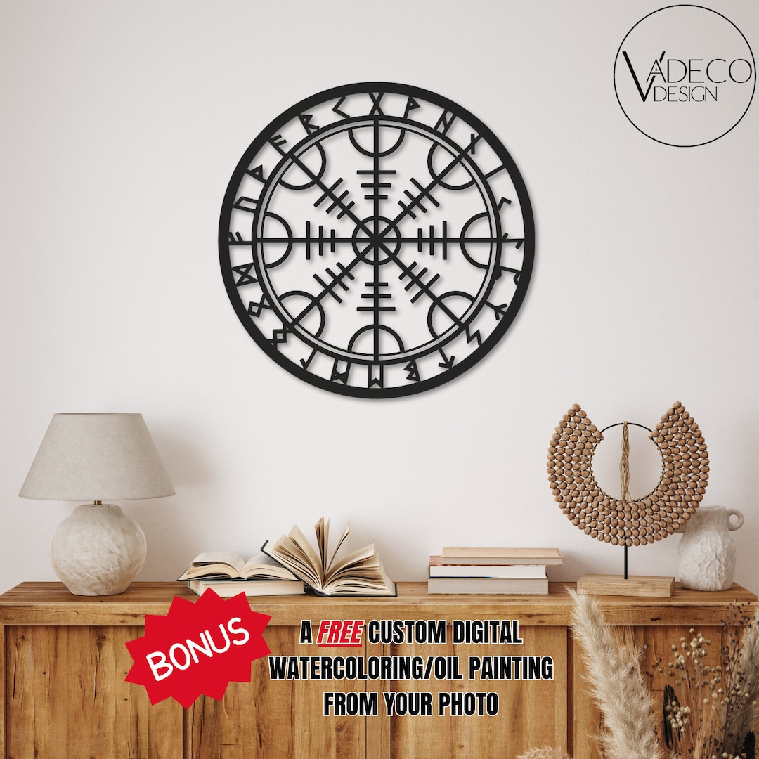 Icelandic Vegvisir Wayfinder Metal Wall Art Vegvisir Runic Vegvisir ...