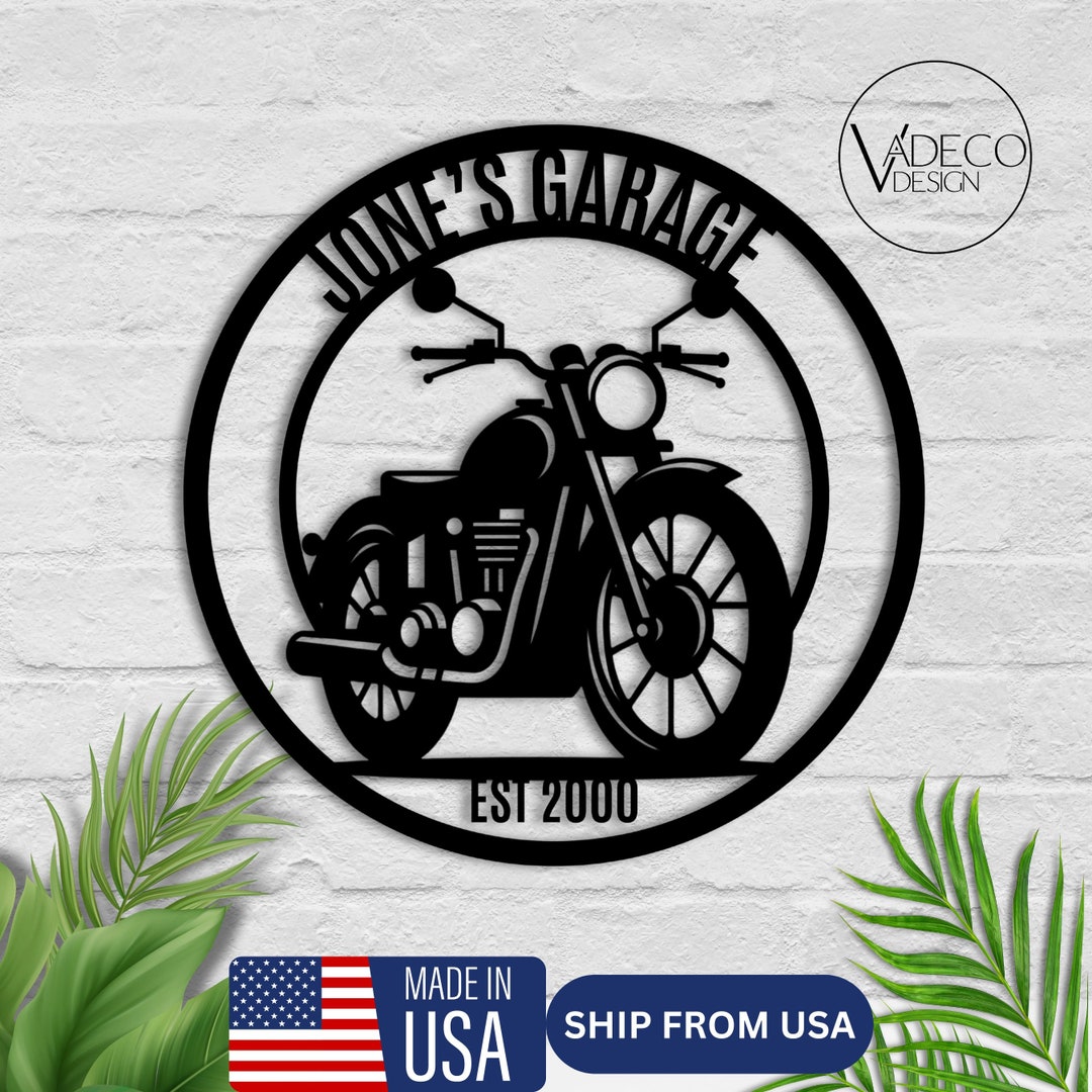 Custom Motorcycle Biker Name Custom Bobber Garage Signs Metal Wall Art ...