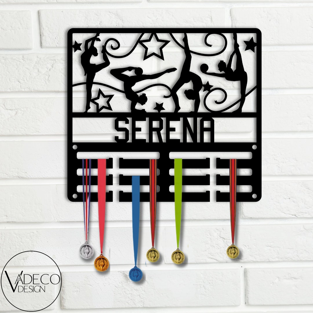 Custom Gymnastics Medal Hanger Monogram Name Metal Sign Gymnast Medal ...