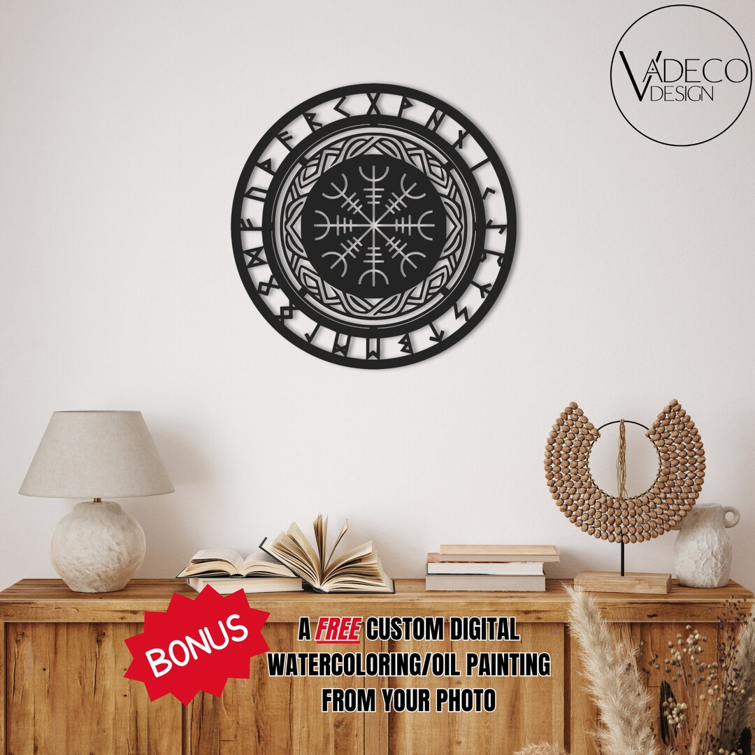 Ancient Vegvisir Wayfinder Metal Wall Art Vegvisir Runic Wallart Decor ...