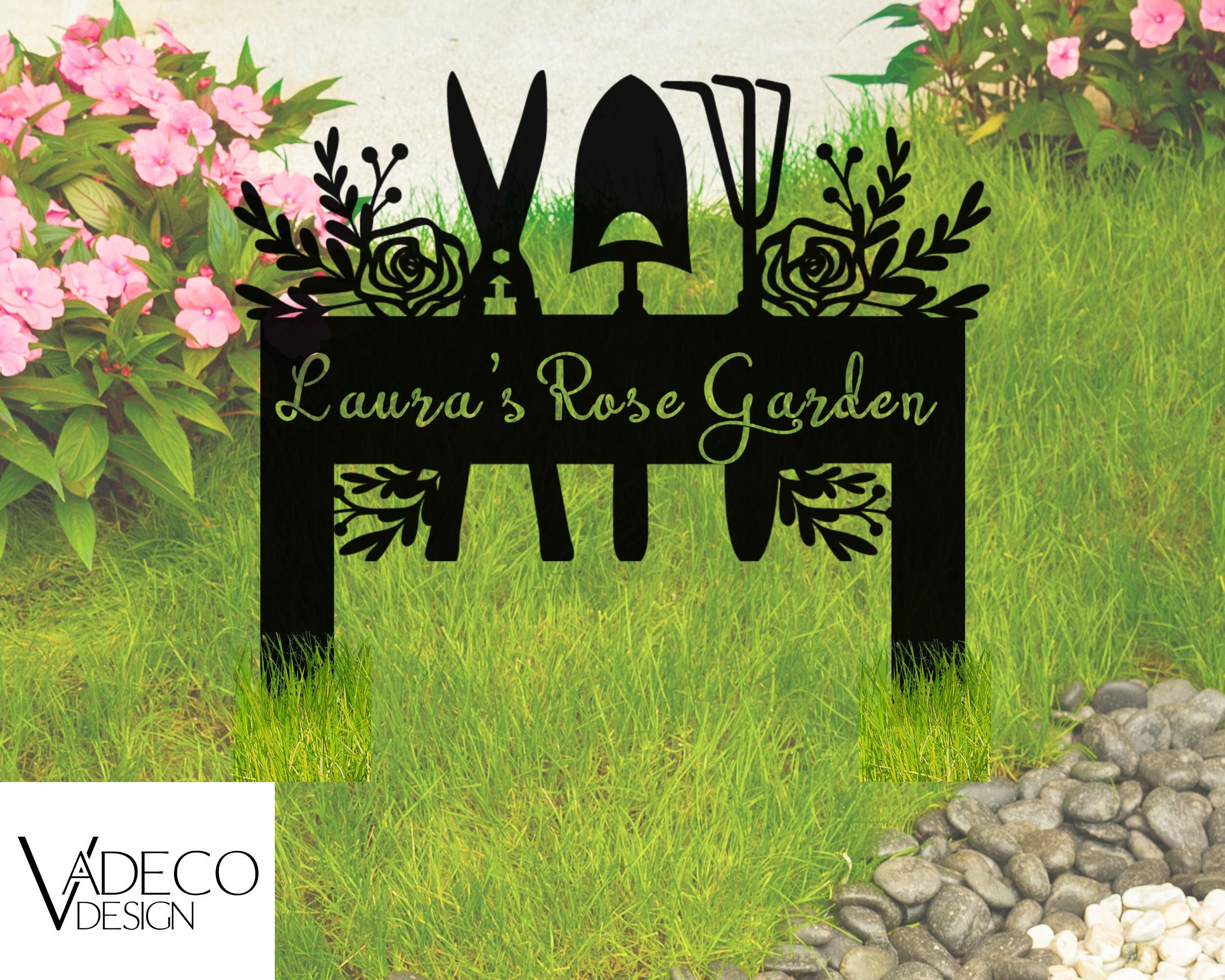 Custom Rose Garden Stake Garden Sign Personalized Garden Metal Sign ...
