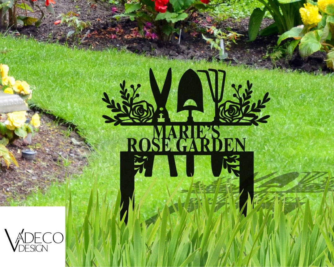 Custom Rose Garden Stake Garden Sign Personalized Garden Metal Sign ...
