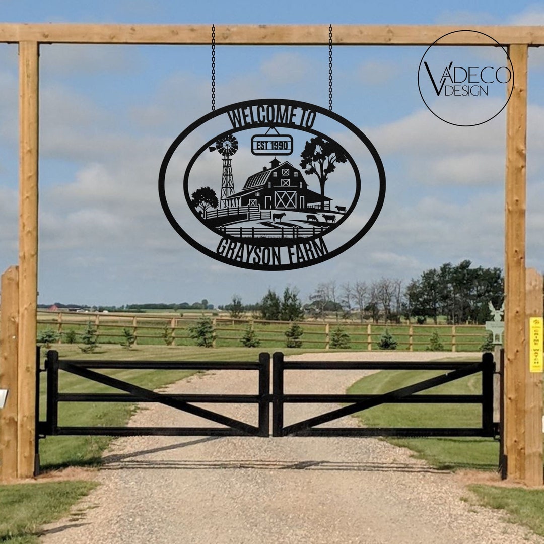 Personalized Metal Farm Name Sign Barn Ranch Metal Sign Farmville ...