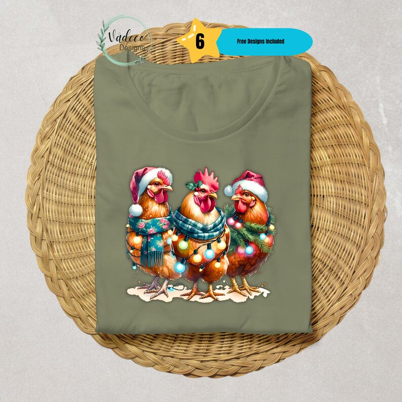 Watercolor Christmas Lights Chicken PNG Farm Animal PNG Hen Rooster ...