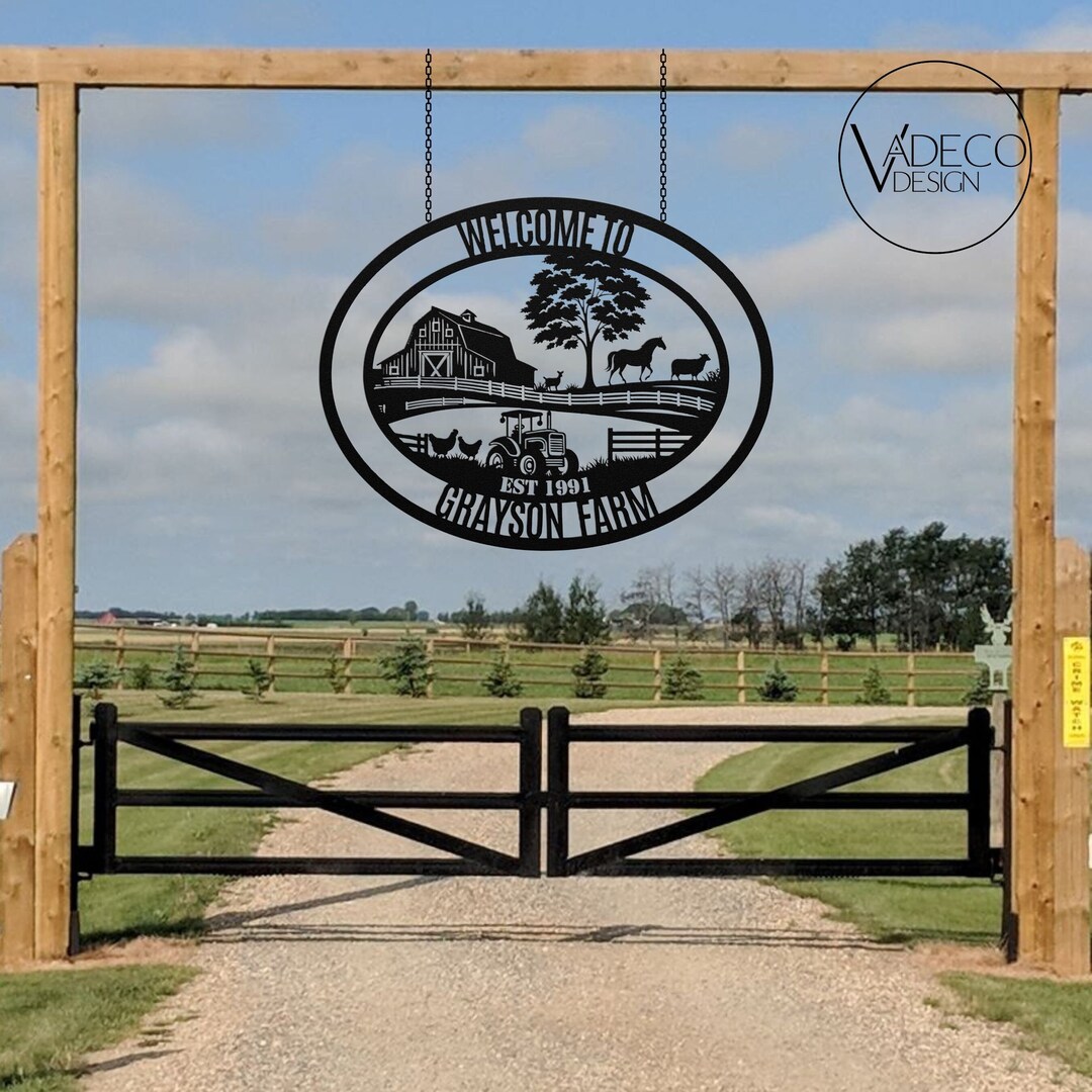 Personalized Metal Farm Name Sign Barn Ranch Metal Sign Farmville ...