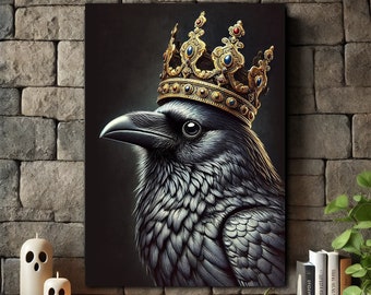 Portrait of a Raven With Crown, King, Vintage Poster, Art, Poster ...