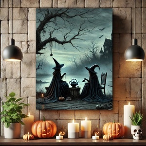 Two Witch Best Friend Canvas, Witch Art Poster, Witch Poster, Witchy ...