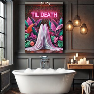 Two Ghost Best Friend Canvas, Ghost Artwork, Best Friends Gift Women ...