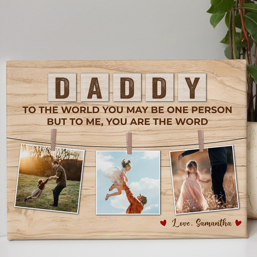 Daddy Photo Canvas Sign, Personalized Picture Gift for Dad From ...
