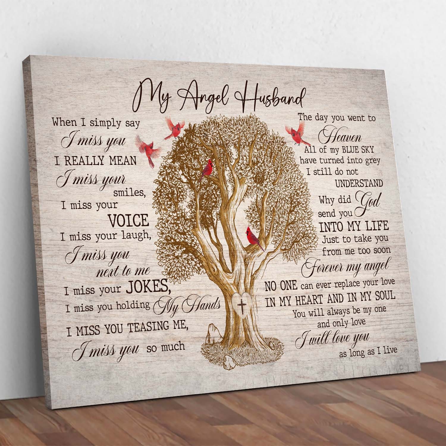 My Angel Husband Canvas, Personalized Canvas for Loss of Wife Husband ...