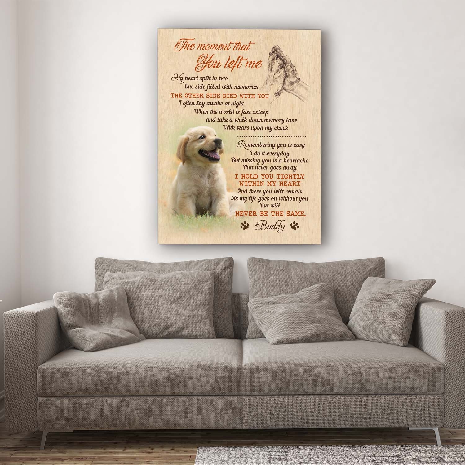 Custom Pet Loss Canvas the Moment You Left Me Dog Cat, Loss of Pet Dog ...