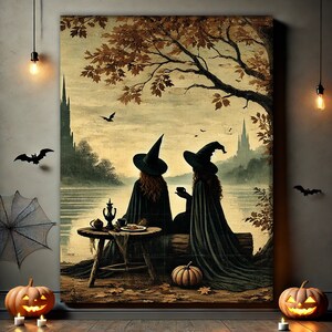Two Witch Best Friend Canvas, Witch Art Poster, Witch Poster, Witchy ...