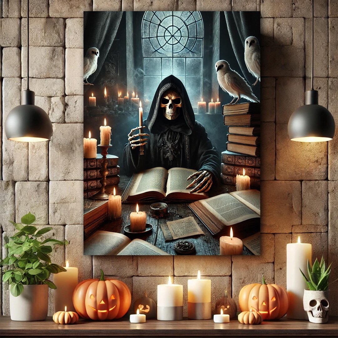 Ghost Reading Wall Art Halloween Decor, Ghost Vintage Oil Painting ...
