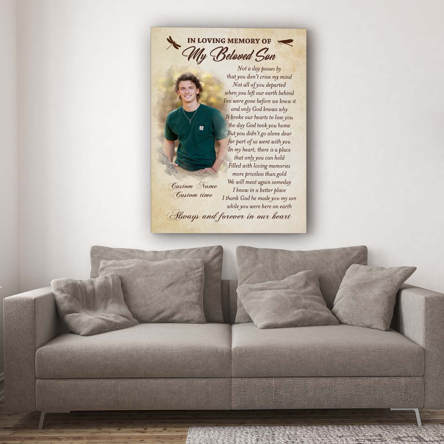 Personalized Canvas in Loving Memory of Loved One, Loss of Son, Gift ...