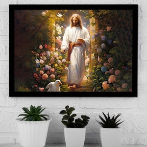 Jesus in His Garden, Religious Wall Decor, Bible Art Print, God's ...
