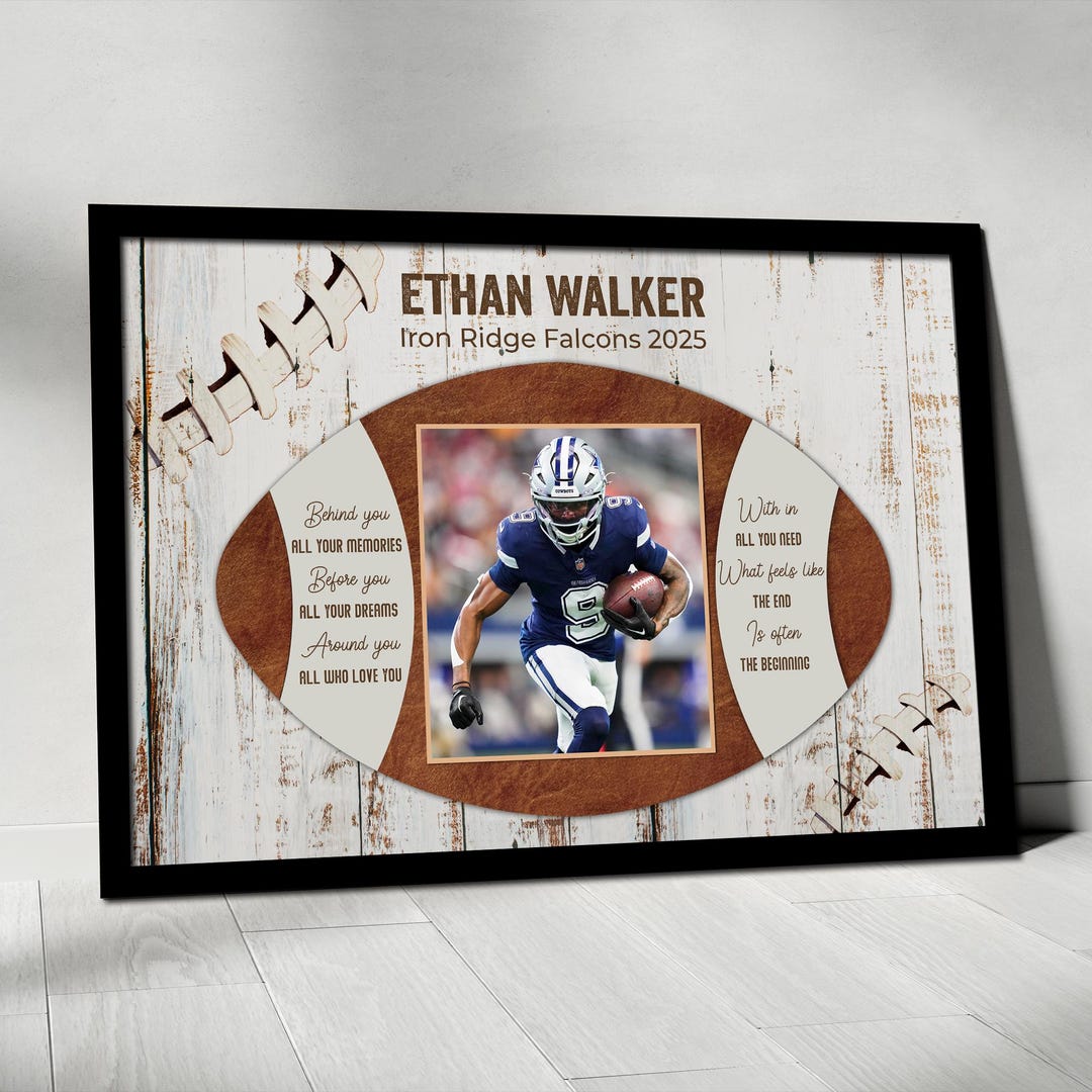 Custom Football Player Photo Coach Gift, Personalized Football Sign ...