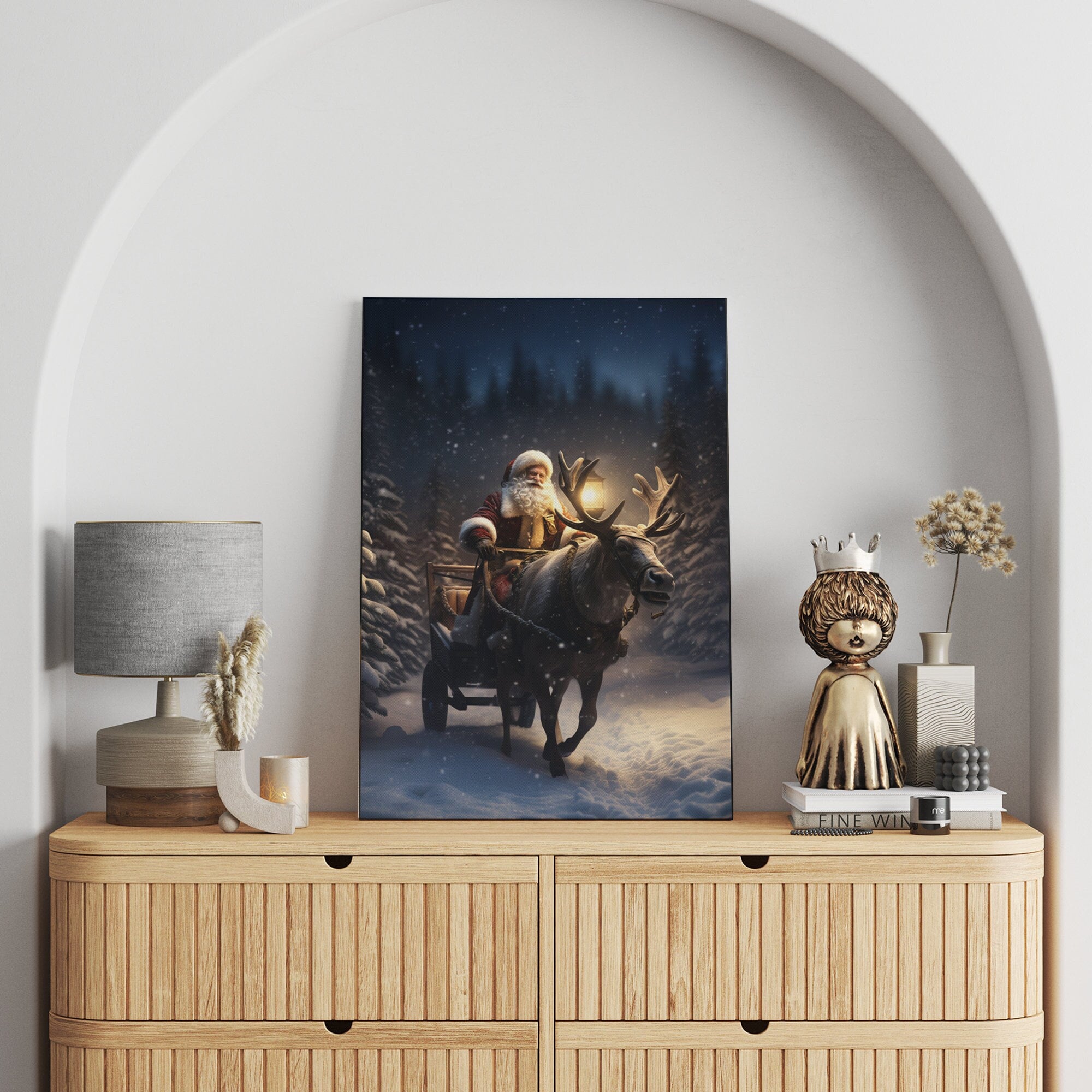 Christmas Santa Painting, Santa Picture, Santa Canvas Print, Vintage ...