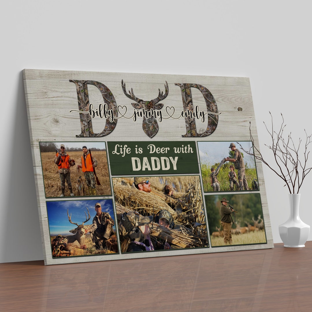 Hunting Dad Photo Collage Canvas, Hunting Father's Day Gifts for Dad ...