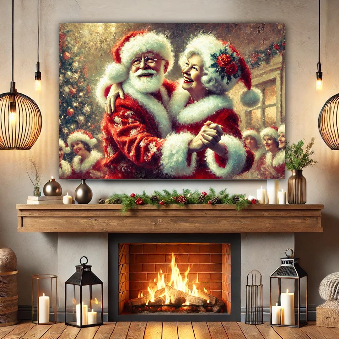 Santa Claus Christmas Canvas/poster, Christmas Santa Canvas, Cute Santa Xmas Canvas, Christmas ...