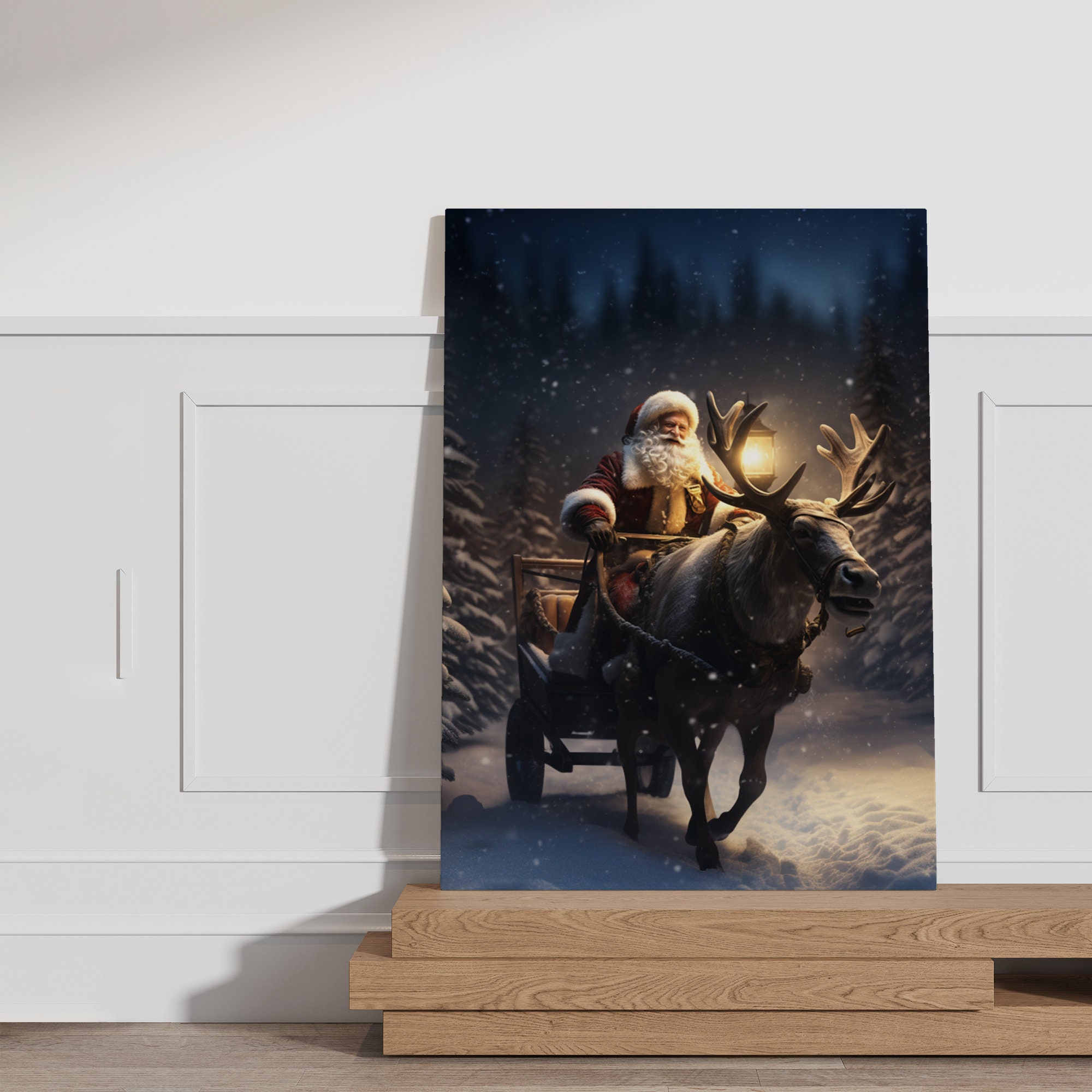 Christmas Santa Painting, Santa Picture, Santa Canvas Print, Vintage ...