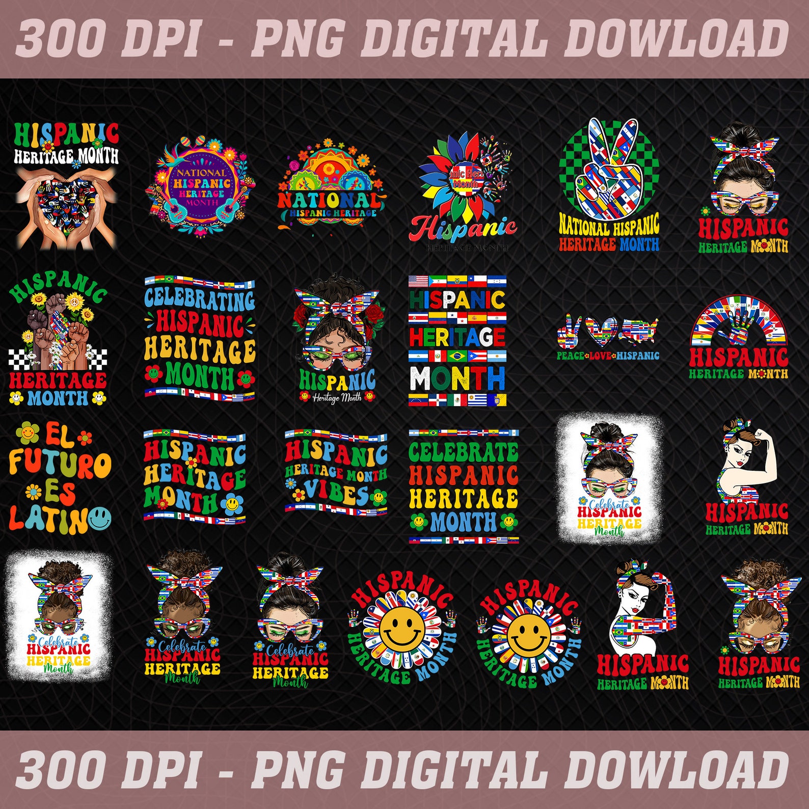 Hispanic Heritage Month Bundle PNG National Hispanic Heritage - Etsy