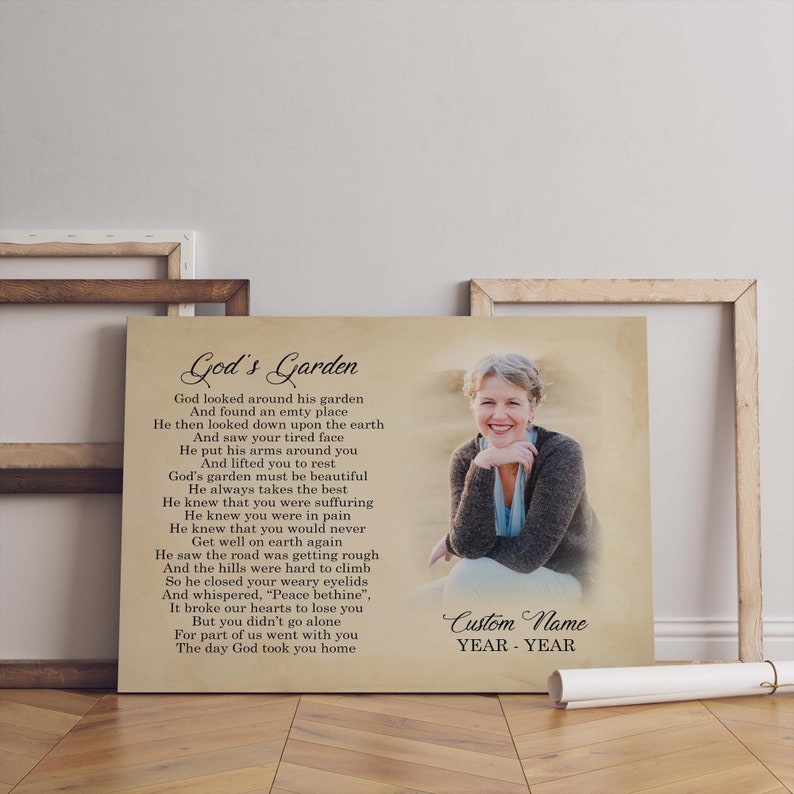 Memorial Canvas God's Garden Poem Canvas, God Took You Home Canvas ...