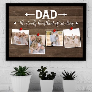 Dad Photo Canvas Gift, Rustic Wood Design, Personalized Family Wall Art ...