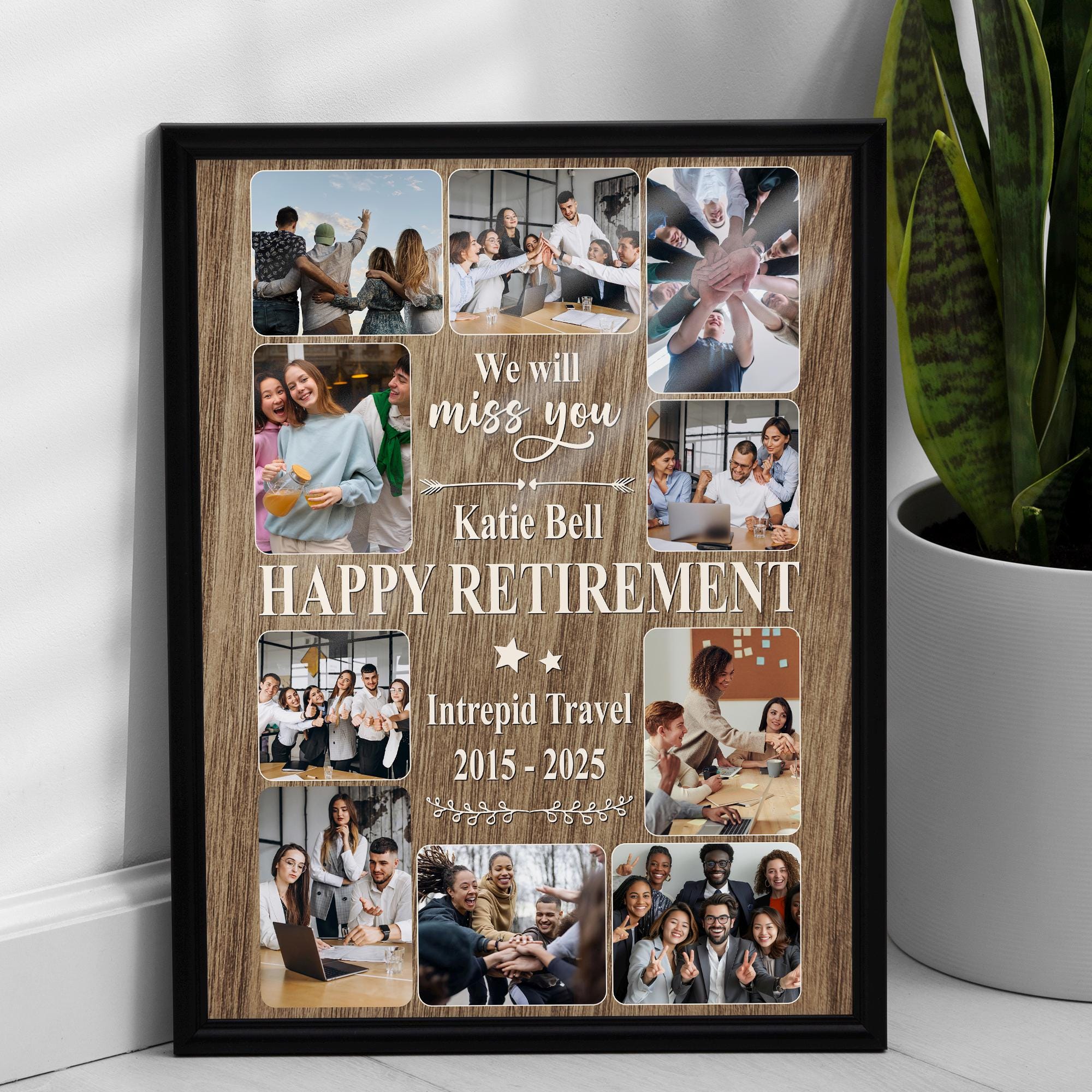 Custom Retirement Canvas Gift, Vintage Style Photo Collage, Team ...