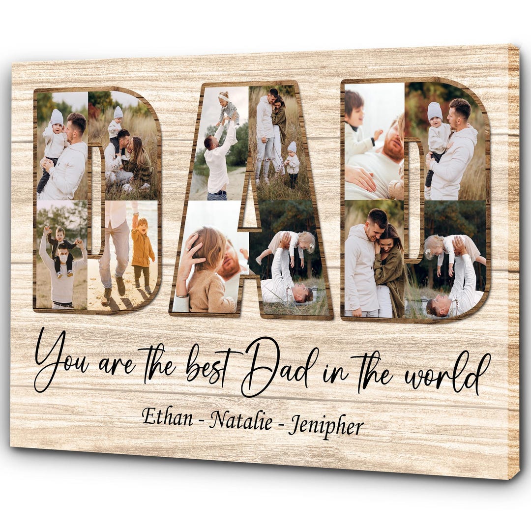 Personalized Dad Canvas Prints, Custom Name Family Photo Collage Gifts ...