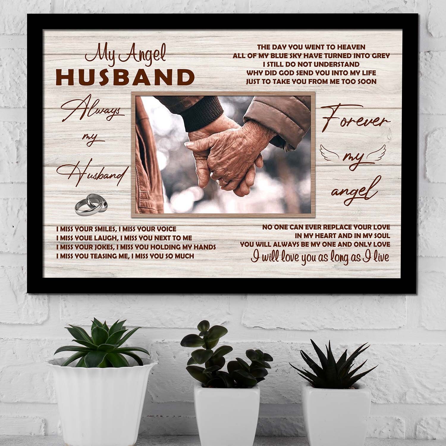 My Angel Husband Canvas, Personalized Canvas for Loss of Wife Husband ...