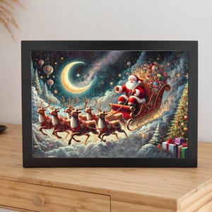 Santa Sleigh Wall Art Canvas, Christmas Decor Featuring Santa Claus ...