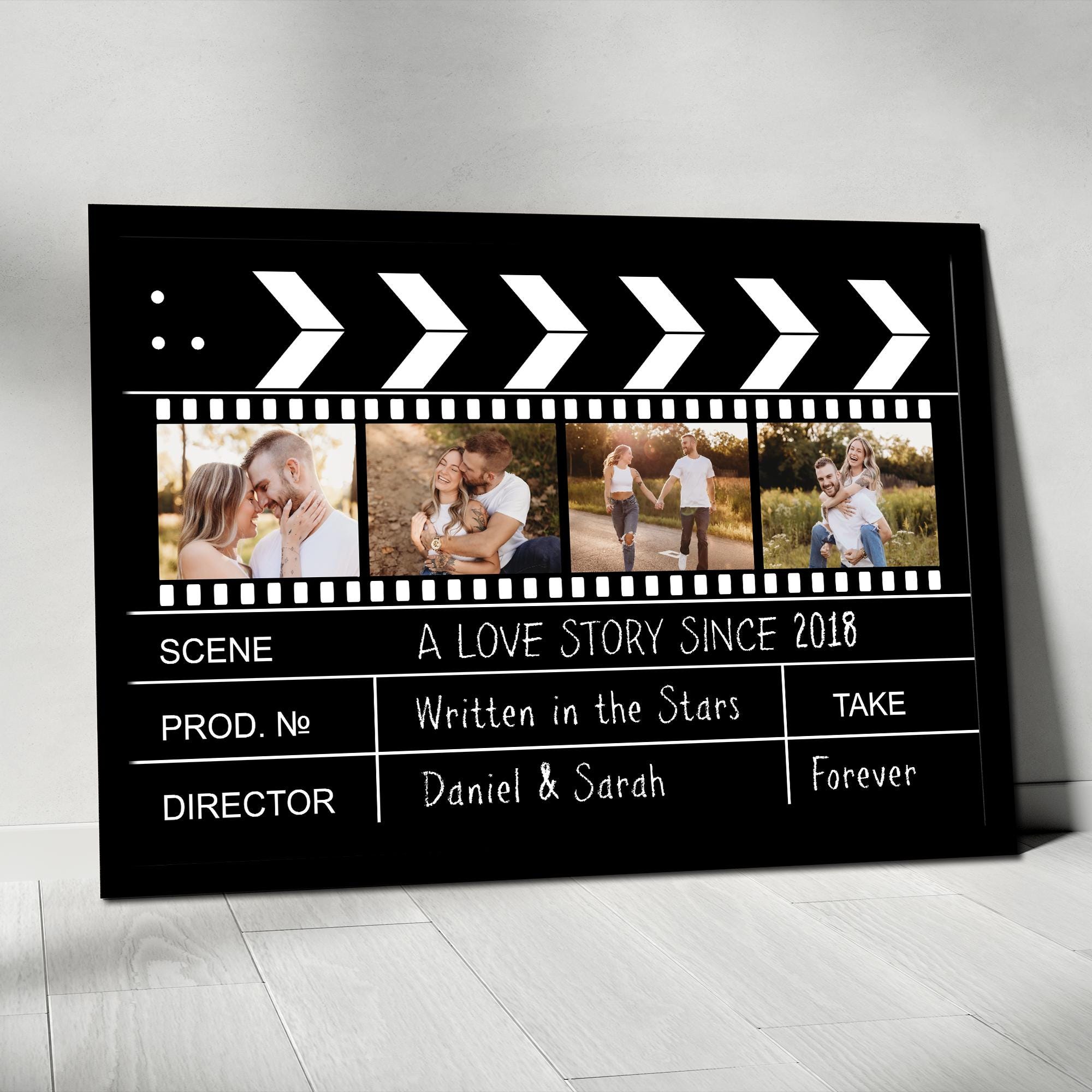 Film Clapper Board Style Couple Personalized Custom Photo Poster ...