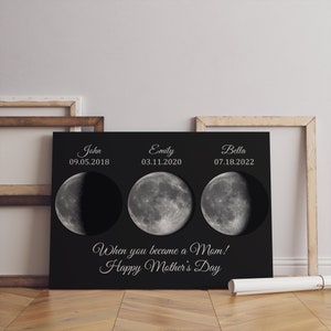 Personalized Moon Phase Frame, Family Name Sign, Mother’s Day Gift ...